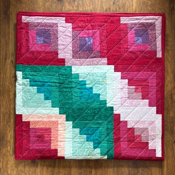 Vintage | Bedding | Vintage Handmade Log Cabin Patchwork Quilt | Poshmark